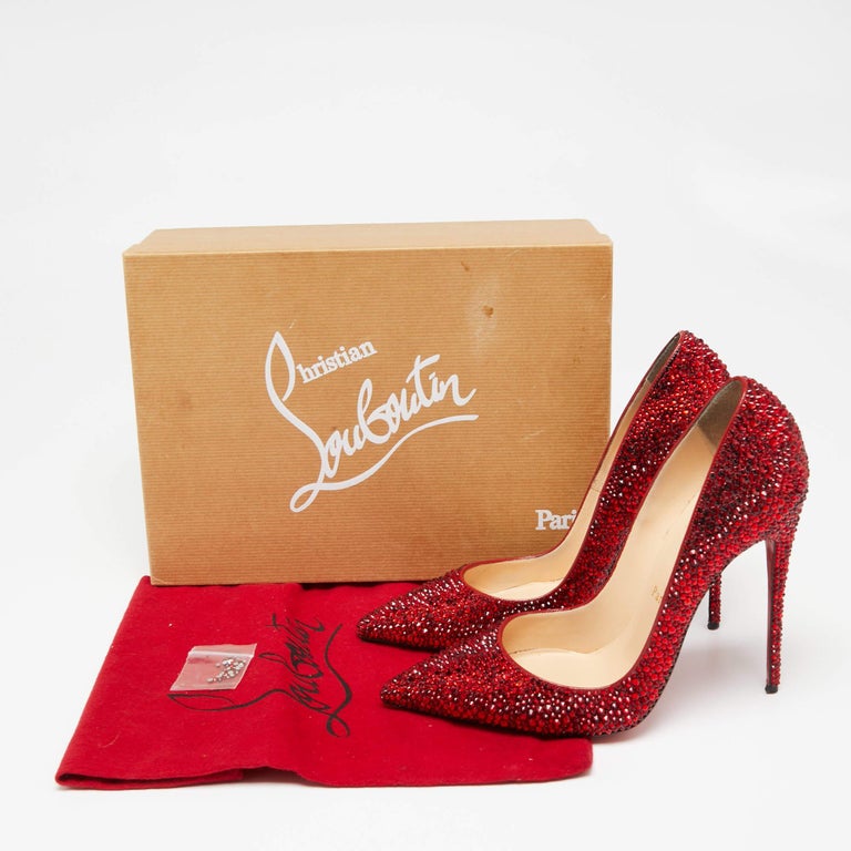 Christian Louboutin Red Leather Strass Degrade So Kate Pumps Size 39 ...