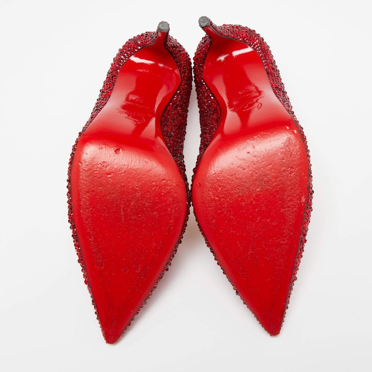 Christian Louboutin Red Leather Strass Degrade So Kate Pumps Size 39 ...