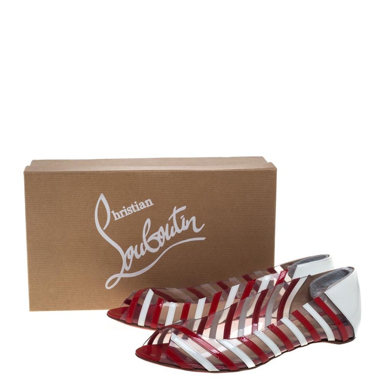 Christian Louboutin Red Patent Leather and PVC A6 Ballet Flats Size 38.5 For Sale at 1stDibs