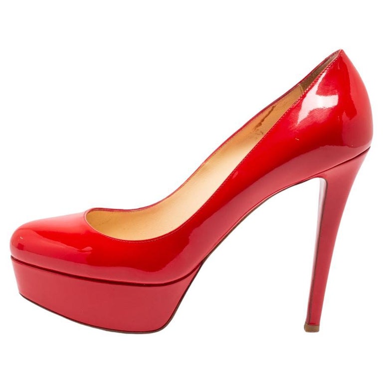 Christian Louboutin Red Patent Leather Bianca Platform Pumps Size 39 ...