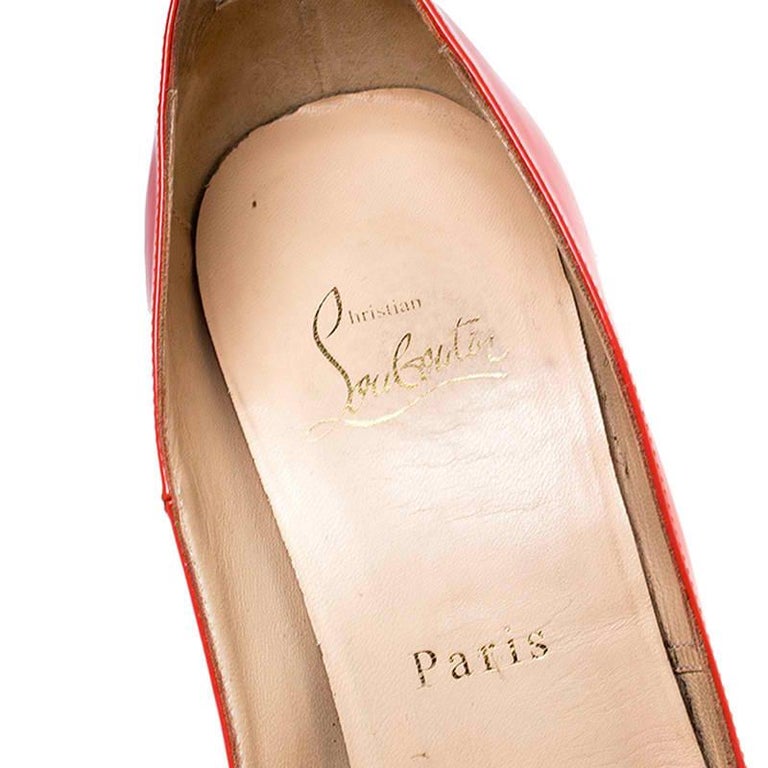 Christian Louboutin Red Patent Leather Flamenco Platform Pumps Size 38 ...