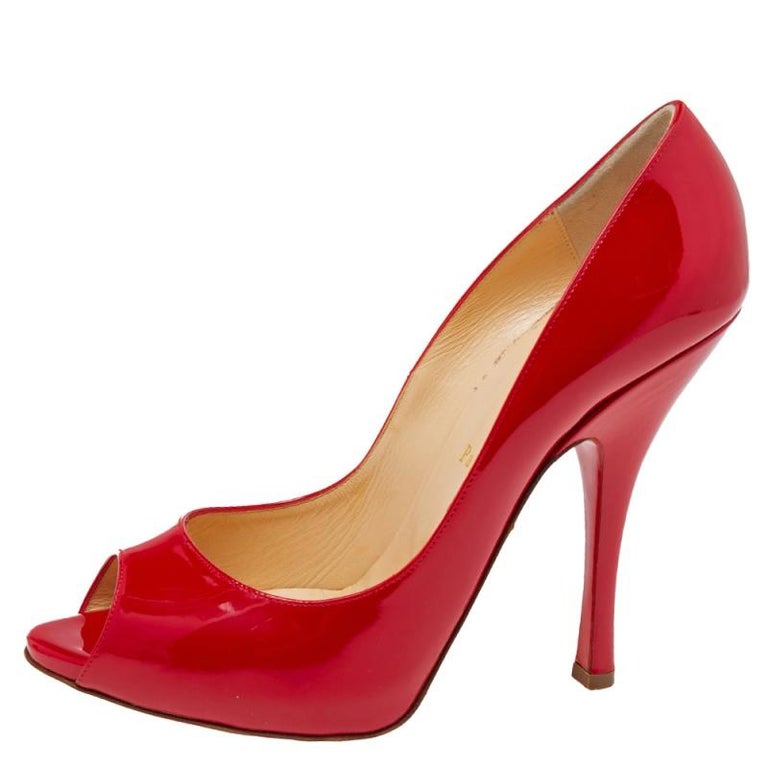 Christian Louboutin Red Patent Leather Maryl Pumps Size 40.5 at 1stDibs