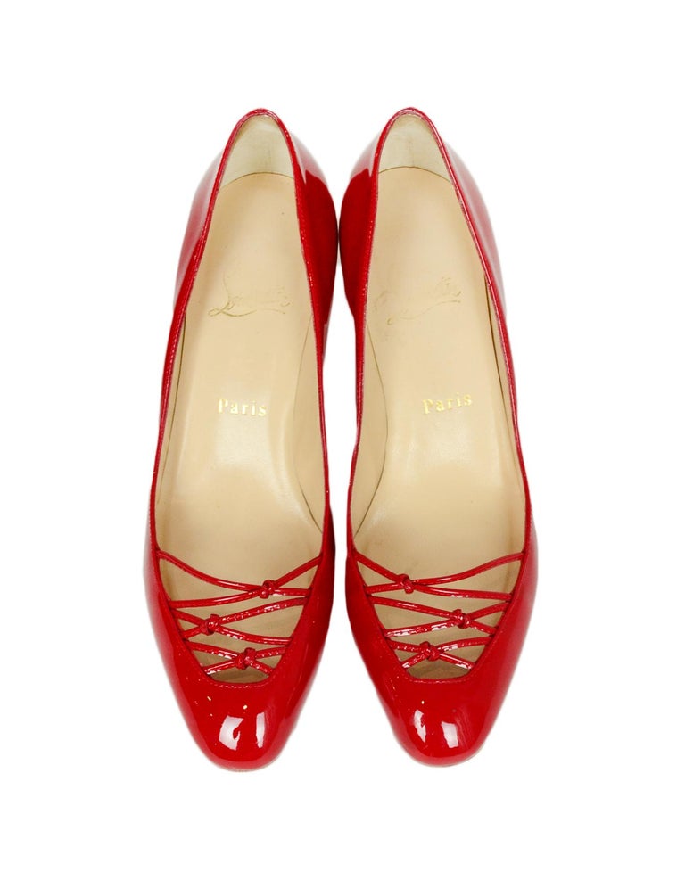 Christian Louboutin Red Patent Leather Pump sz 37 For Sale at 1stDibs ...