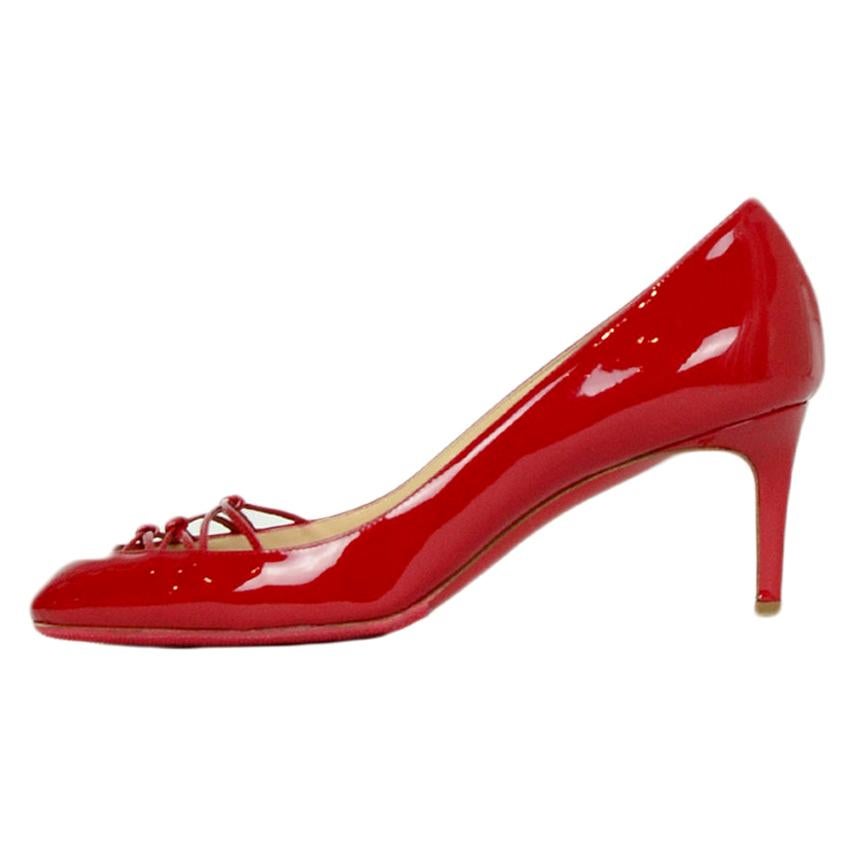 Christian Louboutin Red Patent Leather Pump sz 37 For Sale at 1stDibs ...
