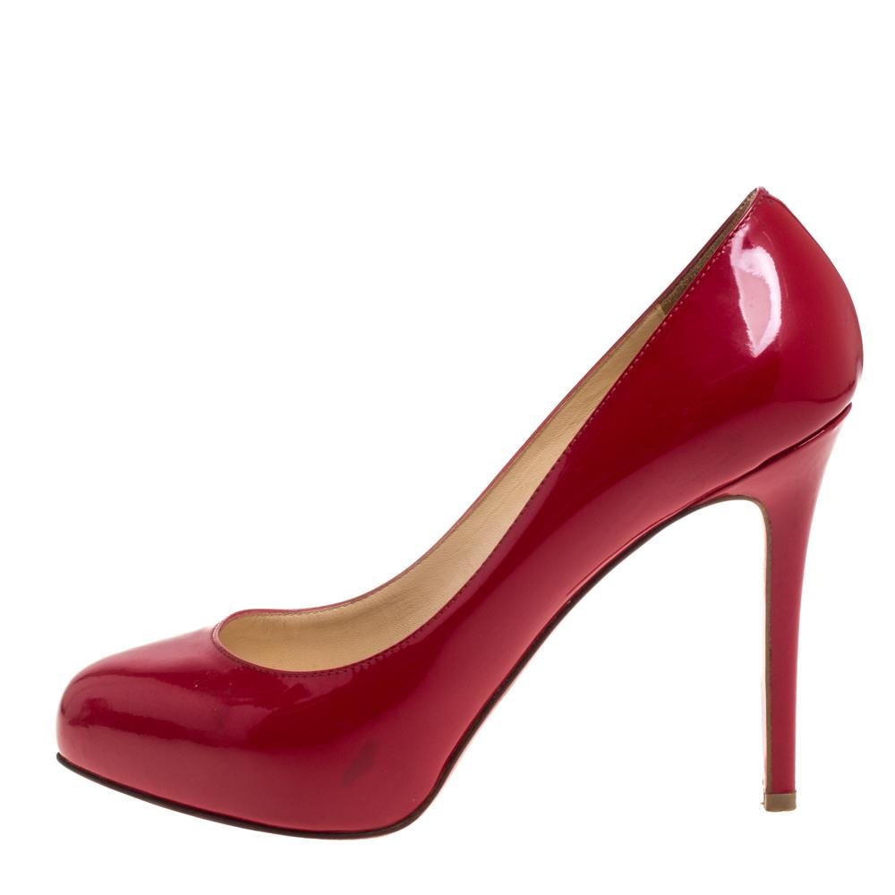 Christian Louboutin Red Patent Leather Simple Pumps Size 37 at 1stDibs ...