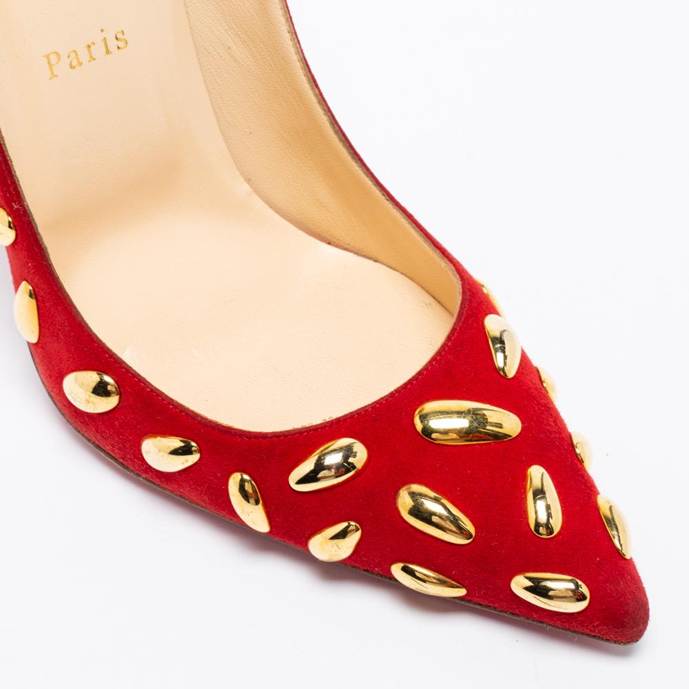 Christian Louboutin Red Suede Embellished Pumps Size 41 at 1stDibs ...