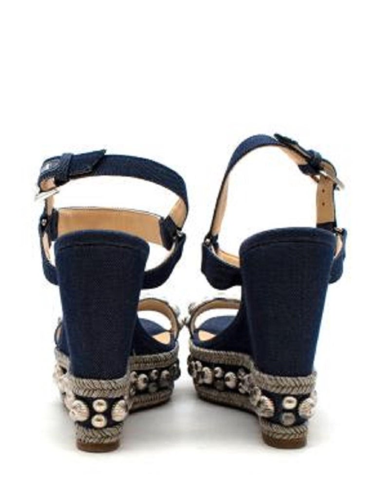 Christian Louboutin Rondaclou 120 Denim Wedges For Sale at 1stDibs