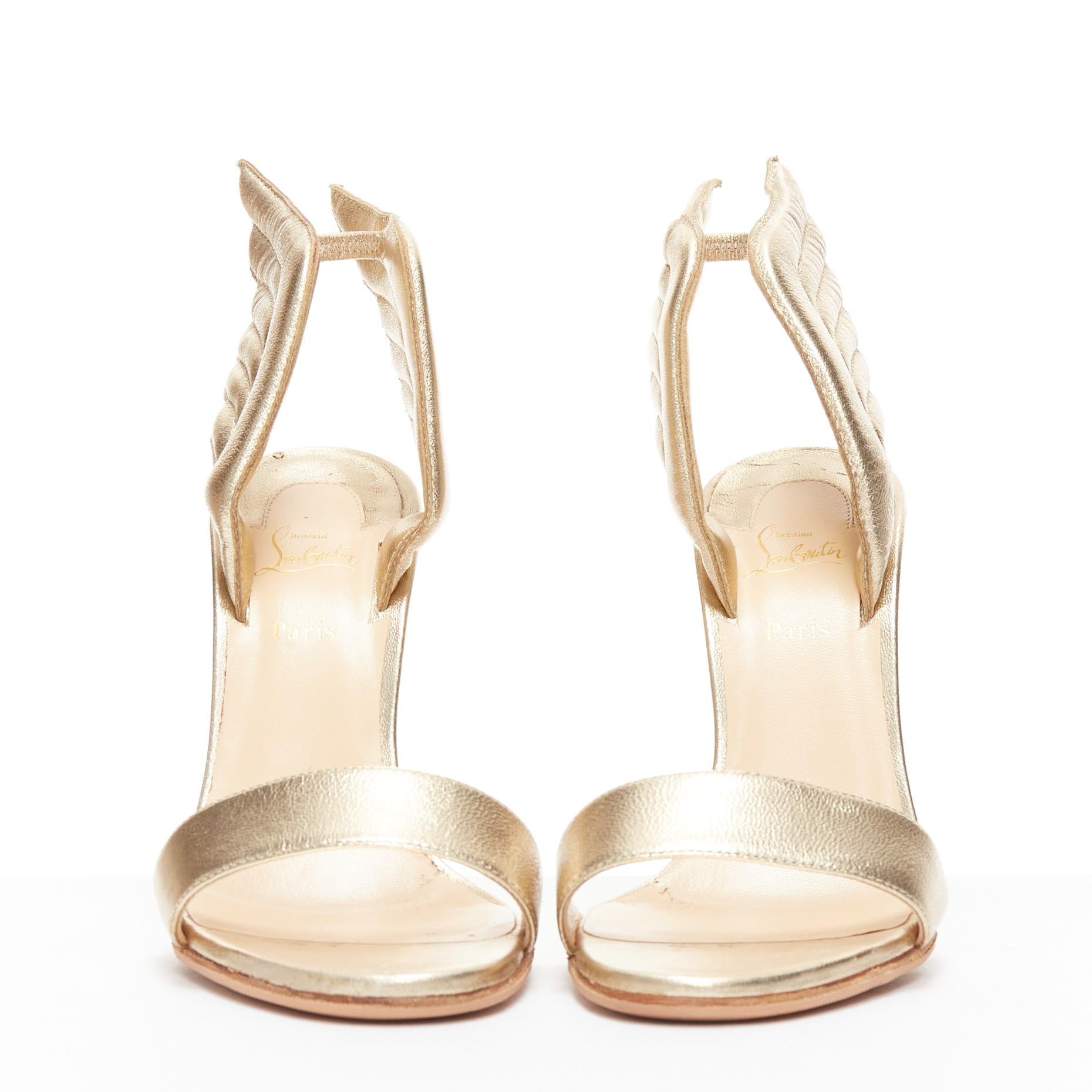 CHRISTIAN LOUBOUTIN Samotresse 100 metallic gold winged heel sandal ...