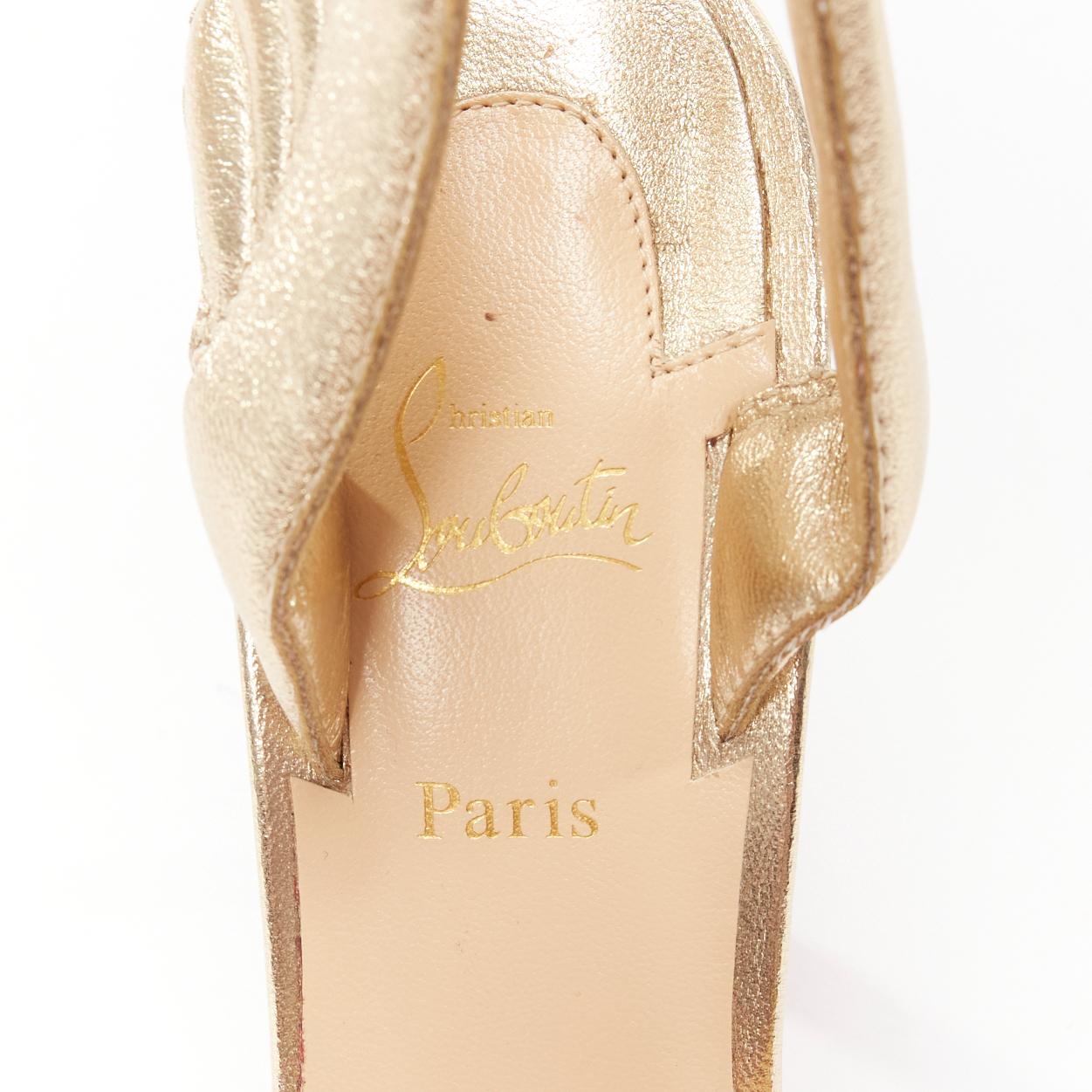 CHRISTIAN LOUBOUTIN Samotresse 100 metallic gold winged heel sandal ...