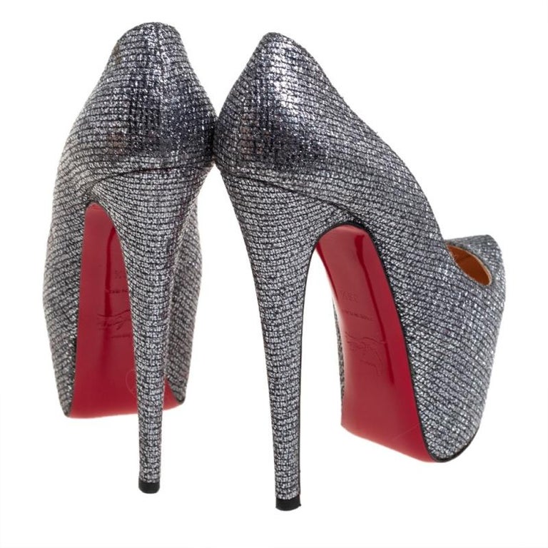 Christian Louboutin Silver Glitter Daffodile Pumps Size 36.5 For Sale ...