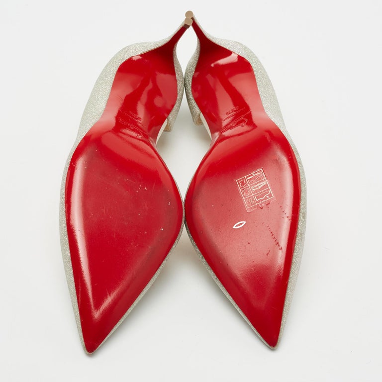 Christian Louboutin Silver Glitter Iriza Pumps Size 39.5 For Sale at ...