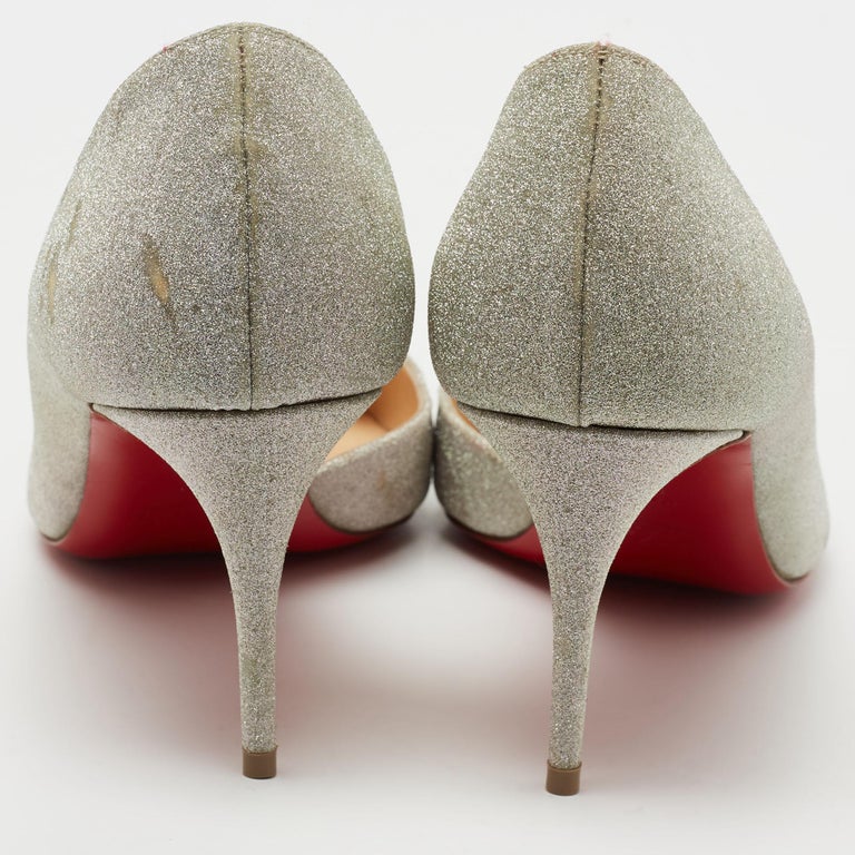 Christian Louboutin Silver Glitter Iriza Pumps Size 39.5 For Sale at ...