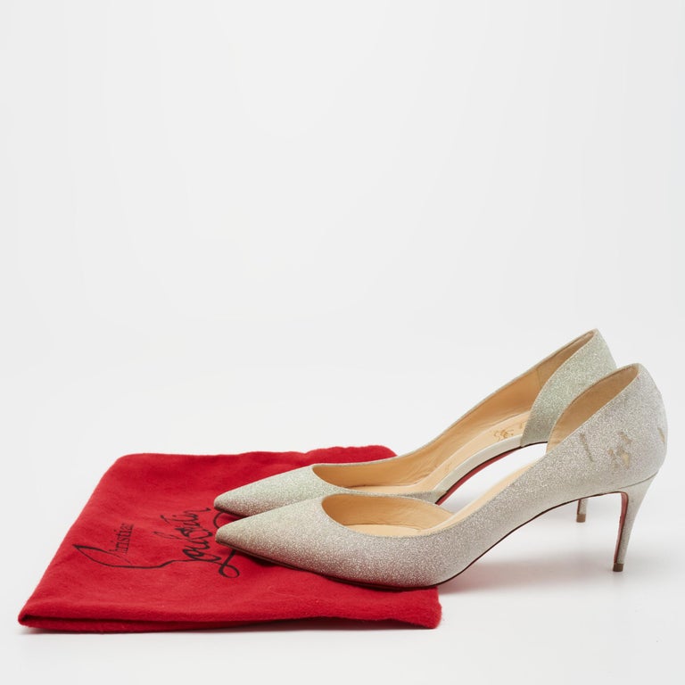 Christian Louboutin Silver Glitter Iriza Pumps Size 39.5 For Sale at ...