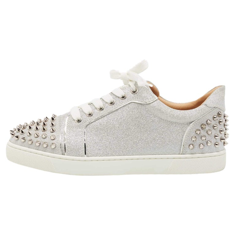 Christian Louboutin Silver Glitter Vieira 2 Sneakers Size 40 For Sale ...