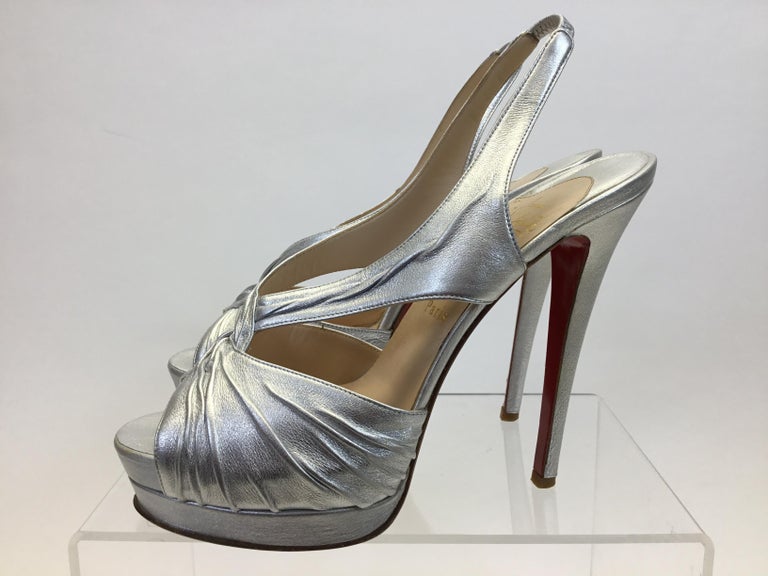 Christian Louboutin Silver Heels For Sale at 1stDibs
