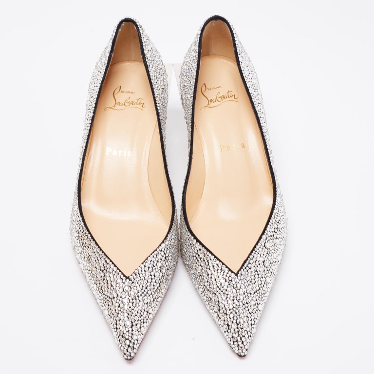 Christian Louboutin Silver Suede Galaxister Strass Pumps Size 37 For ...