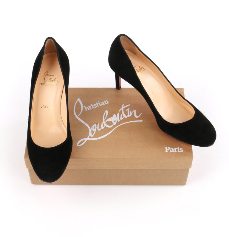 CHRISTIAN LOUBOUTIN “Simple Pump 70” Black Suede Leather Classic Pump ...