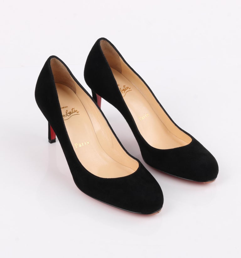 CHRISTIAN LOUBOUTIN “Simple Pump 70” Black Suede Leather Classic Pump ...