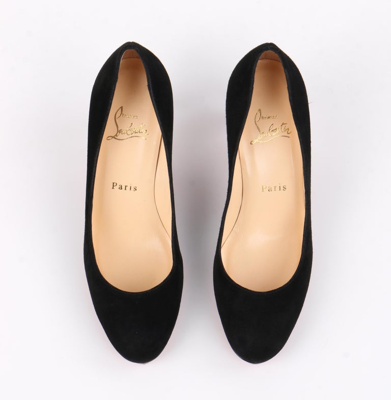 CHRISTIAN LOUBOUTIN “Simple Pump 70” Black Suede Leather Classic Pump ...