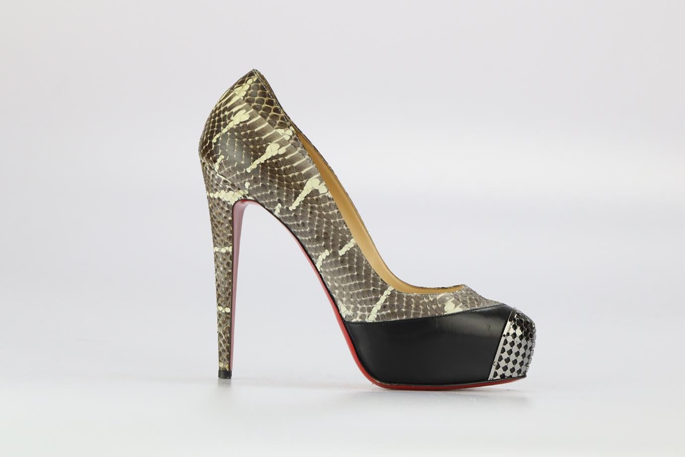 Christian Louboutin Snakeskin And Leather Platform Pumps Eu 40 Uk 7 Us ...