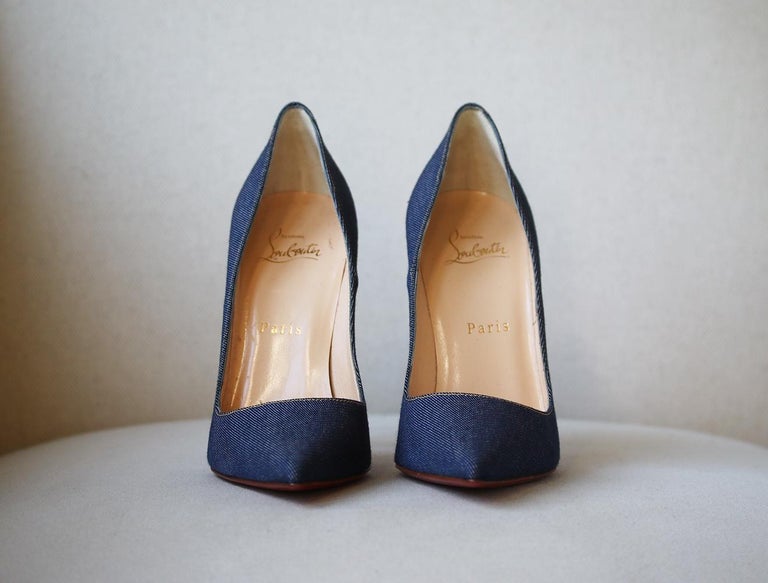 Christian Louboutin So Kate 120 Denim Pumps at 1stDibs