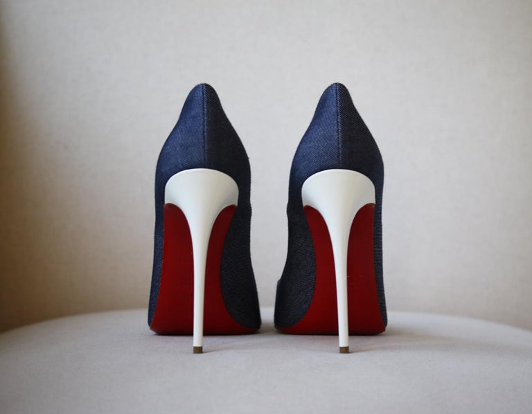 Christian Louboutin So Kate 120 Denim Pumps at 1stDibs