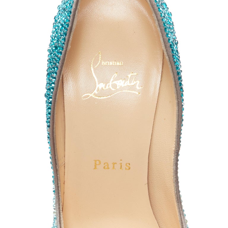CHRISTIAN LOUBOUTIN So Kate 120 Strass crystal blue yellow gradient ...