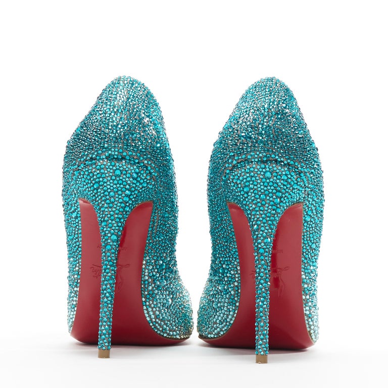 CHRISTIAN LOUBOUTIN So Kate 120 Strass crystal blue yellow gradient ...