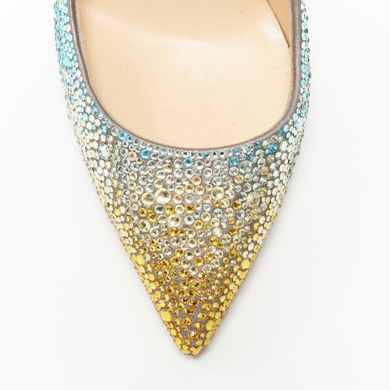 CHRISTIAN LOUBOUTIN So Kate 120 Strass crystal blue yellow gradient ...
