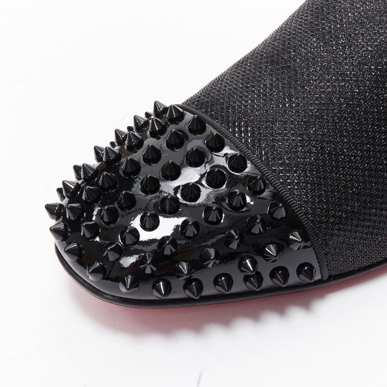 CHRISTIAN LOUBOUTIN Spooky Spike black glitter spike stud dress loafer ...