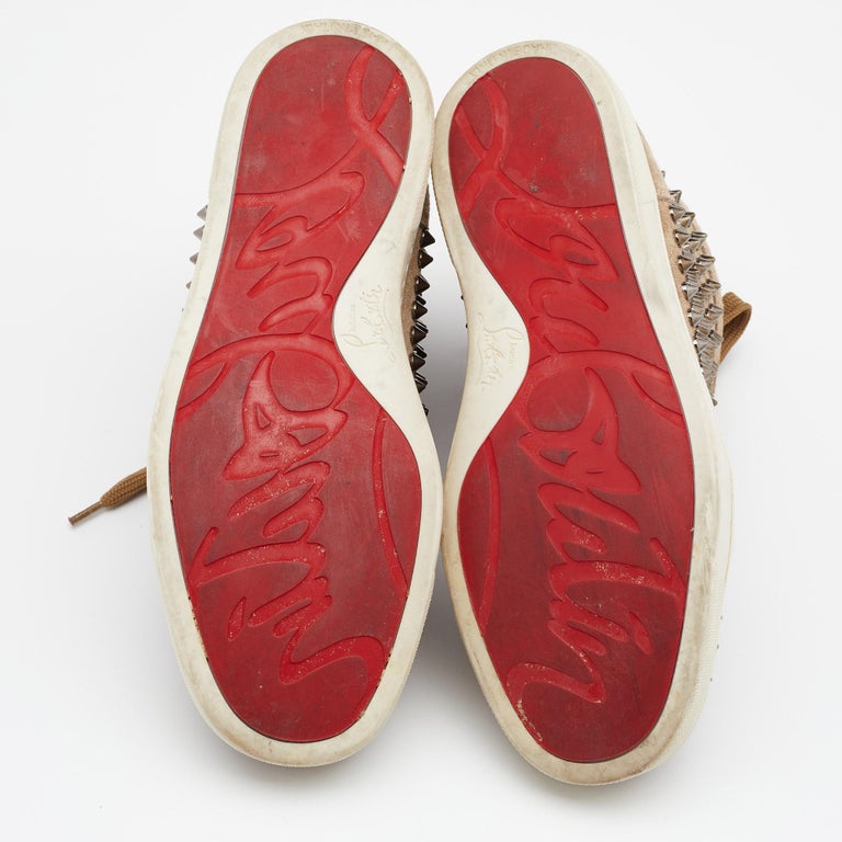 Christian Louboutin Taupe Suede Louis Spikes High-Top Sneakers Size 35 ...