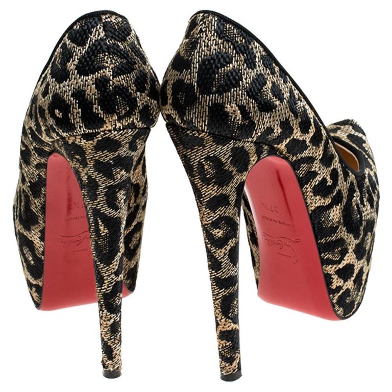 Christian Louboutin Tone Leopard Weave Raffia Daffodile Platform Pumps ...