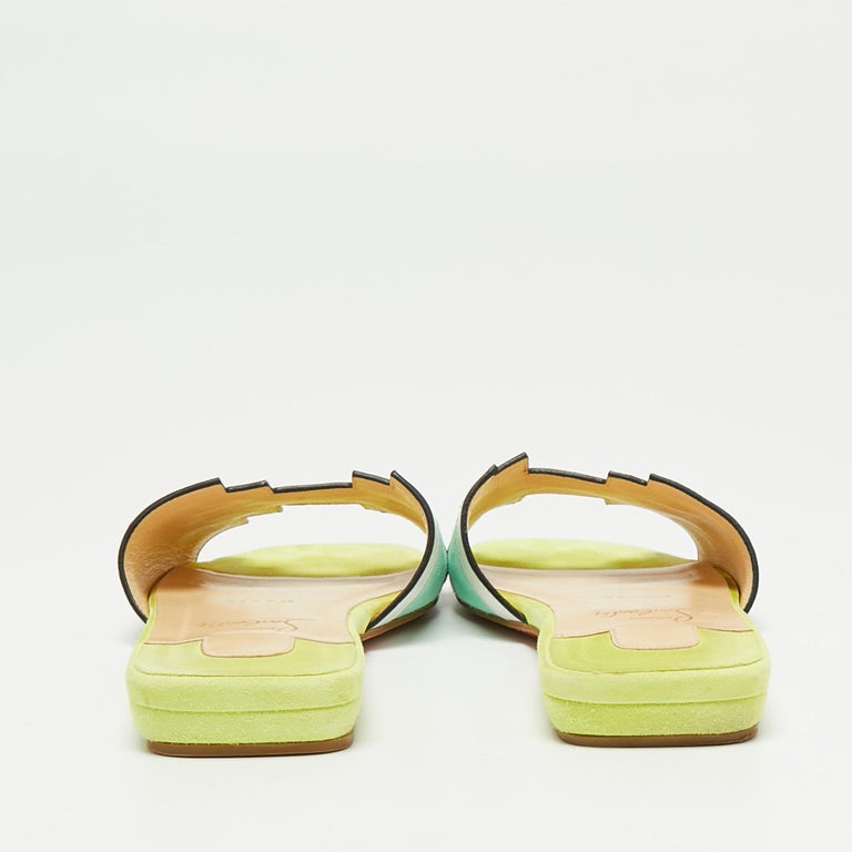 Christian Louboutin Tri Color Leather and Suede Hao Flat Slides Size 37 ...
