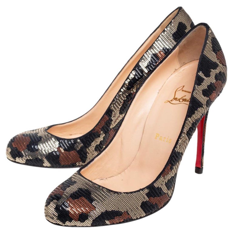 Christian Louboutin Tri-Color Leopard Print Sequins Fifi Pumps Size 40 ...