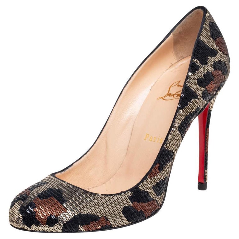 Christian Louboutin Tri-Color Leopard Print Sequins Fifi Pumps Size 40 ...