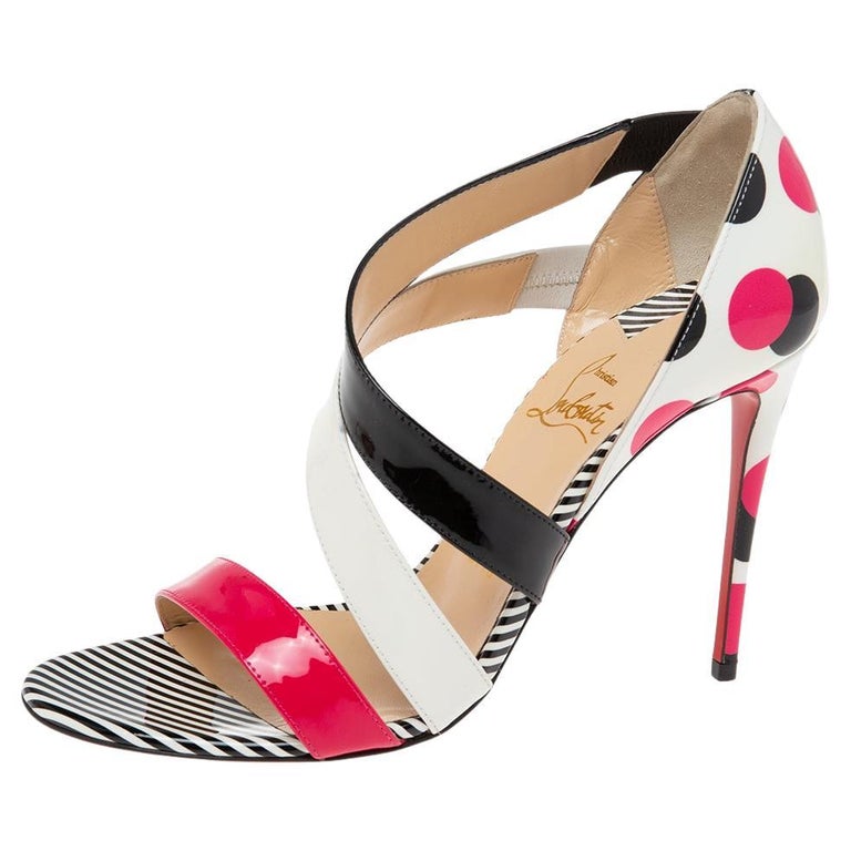 Christian Louboutin Tri-Color Patent Leather World Copine Sandals Size ...