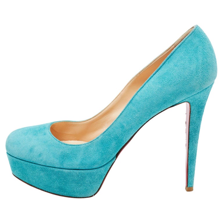 Christian Louboutin Turquoise Suede Bianca Platform Pumps Size 39 For ...