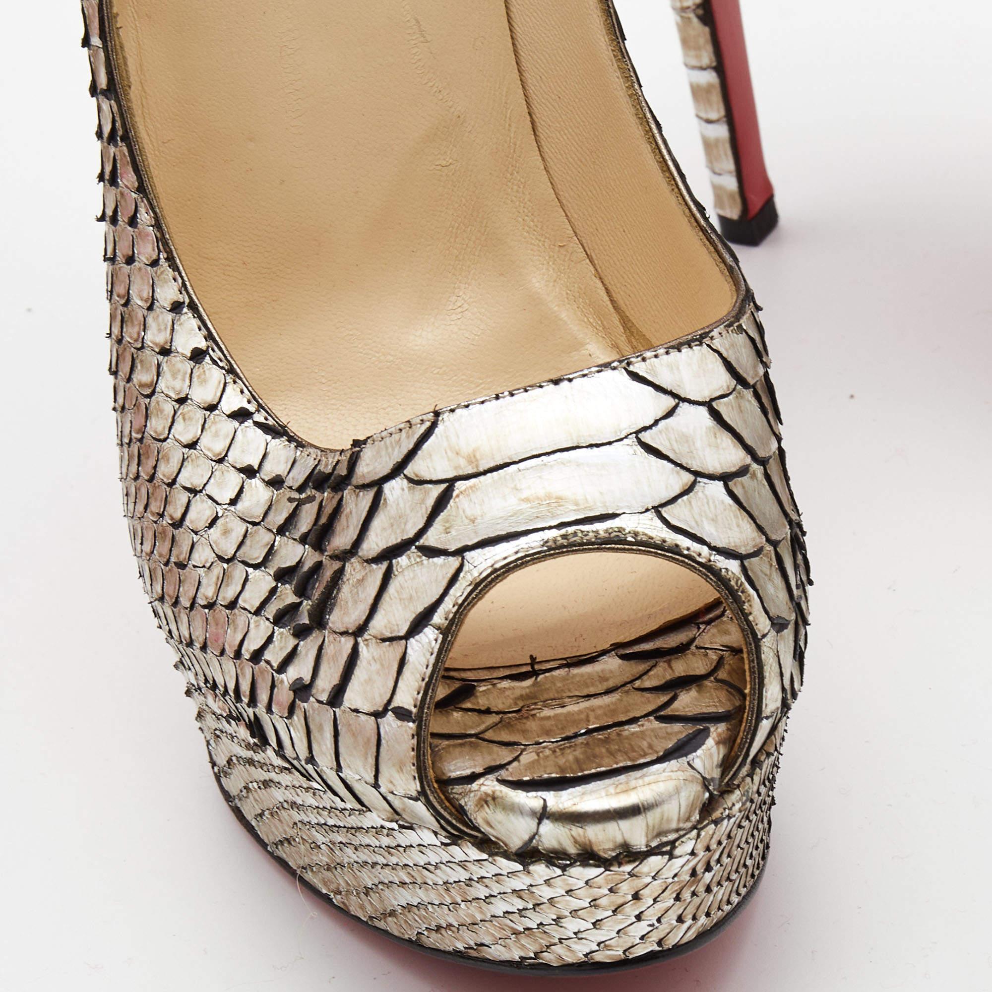Christian Louboutin Two Tone Python Lady Peep Pumps Size 40 For Sale at ...