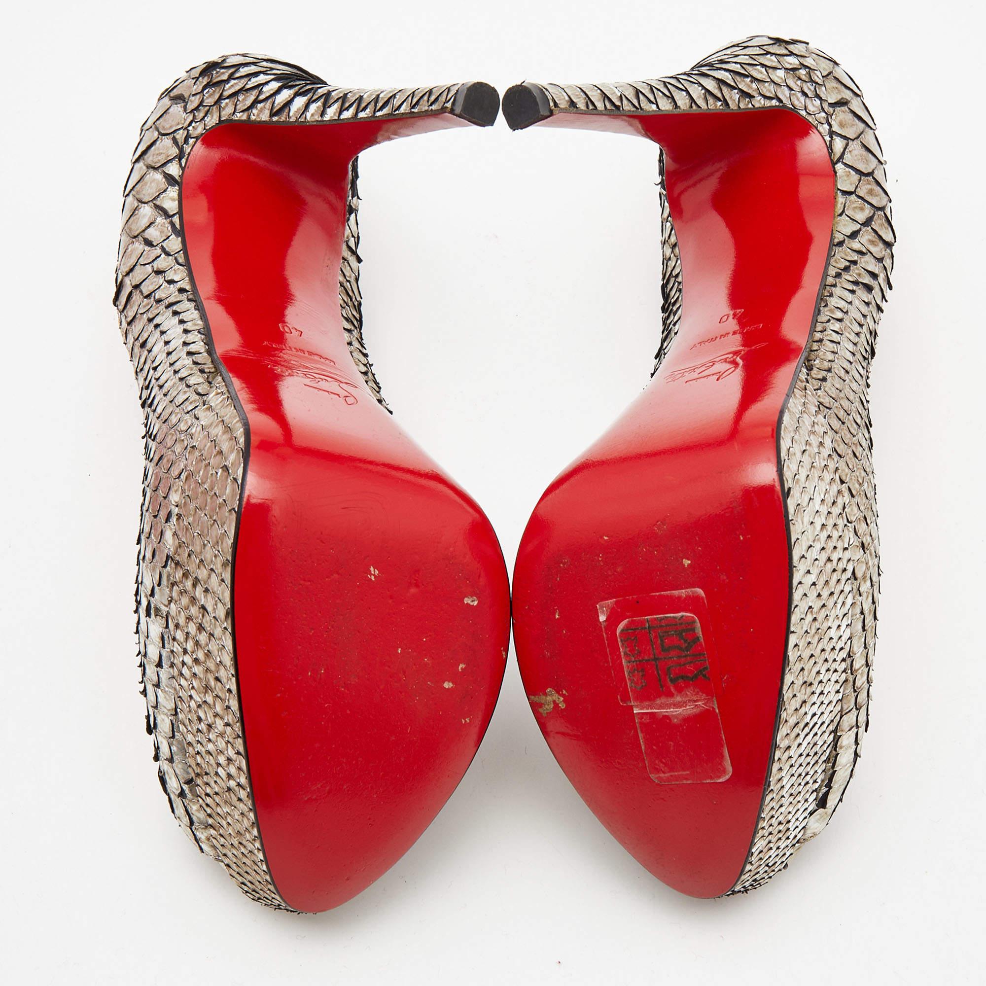 Christian Louboutin Two Tone Python Lady Peep Pumps Size 40 For Sale at ...