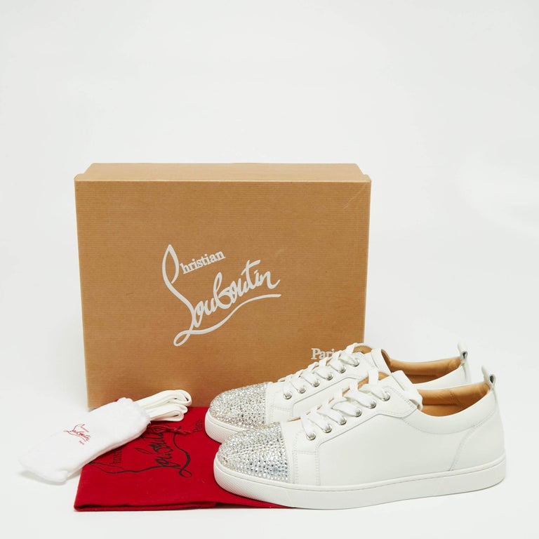 Christian Louboutin White Leather Gondola Strass Low Top Sneakers Size ...