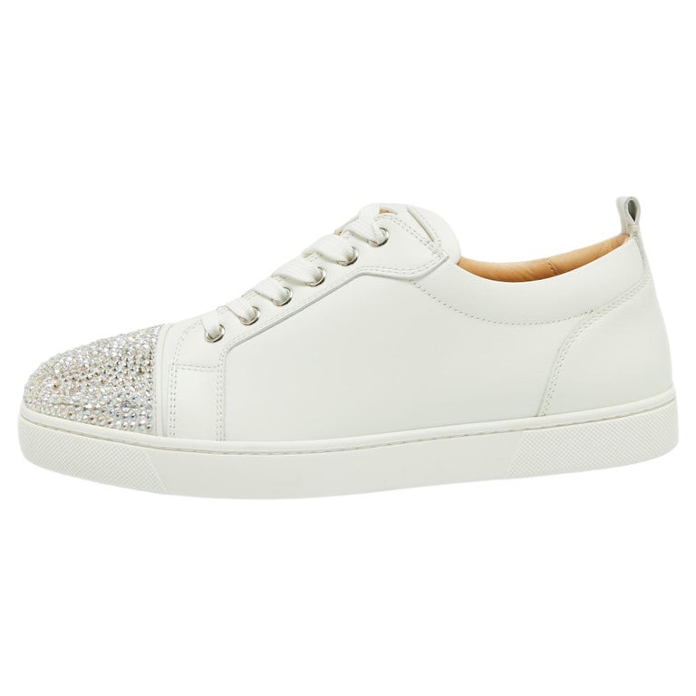 Christian Louboutin White Leather Gondola Strass Low Top Sneakers Size ...