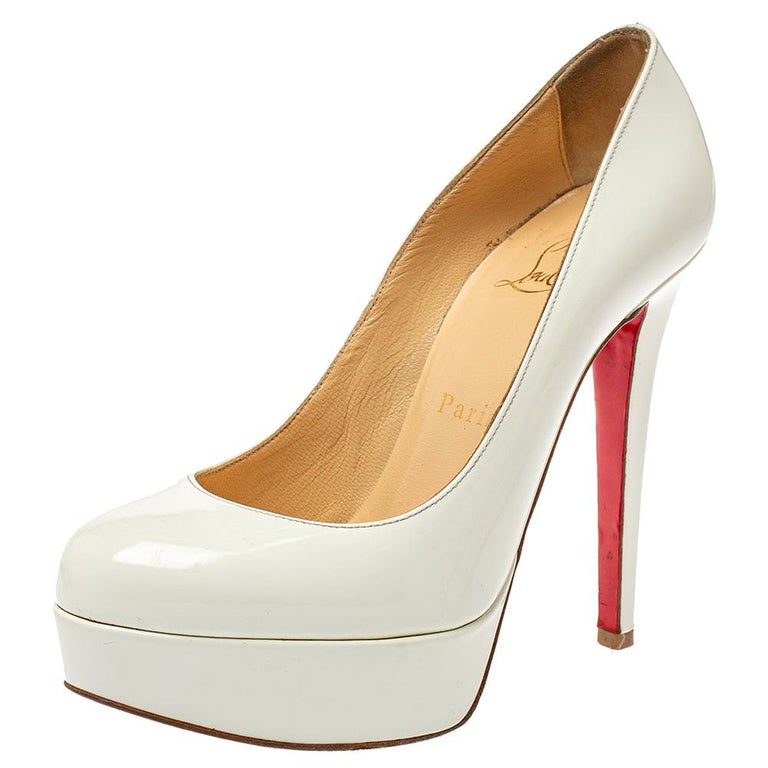 Christian Louboutin White Patent Leather Bianca Platform Pumps Size 36.5 at 1stDibs | white ...