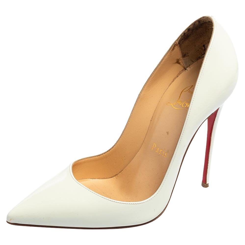 Christian Louboutin White Patent Leather So Kate Pointed-Toe Pumps Size ...