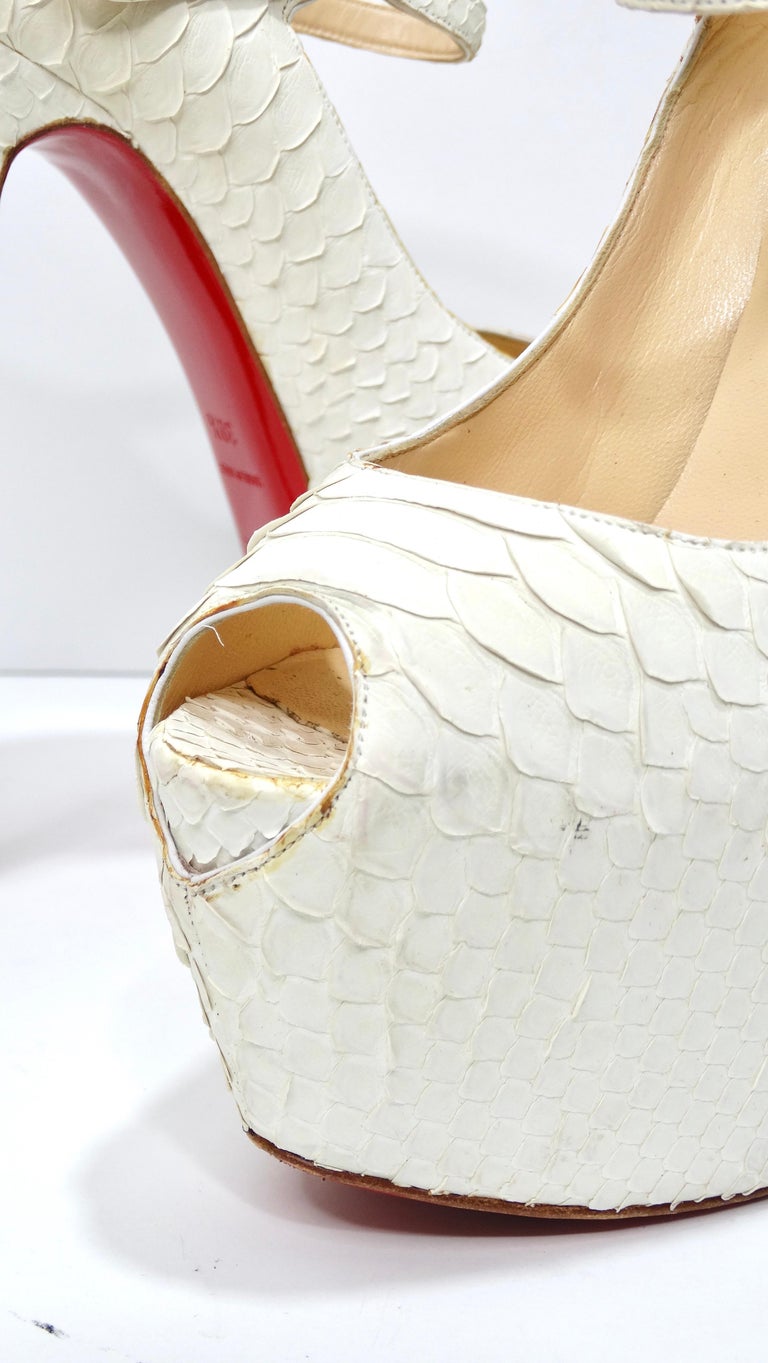 Christian Louboutin White Python Leather Platform Heels For Sale at 1stDibs