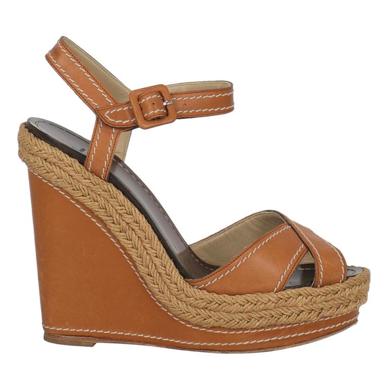 Christian Louboutin Women Wedges Camel Color Leather IT 36 For Sale at ...
