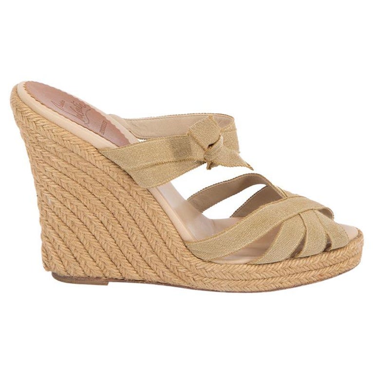 Christian Louboutin Women's Bronze Ribbon Espadrille Wedges For Sale at ...