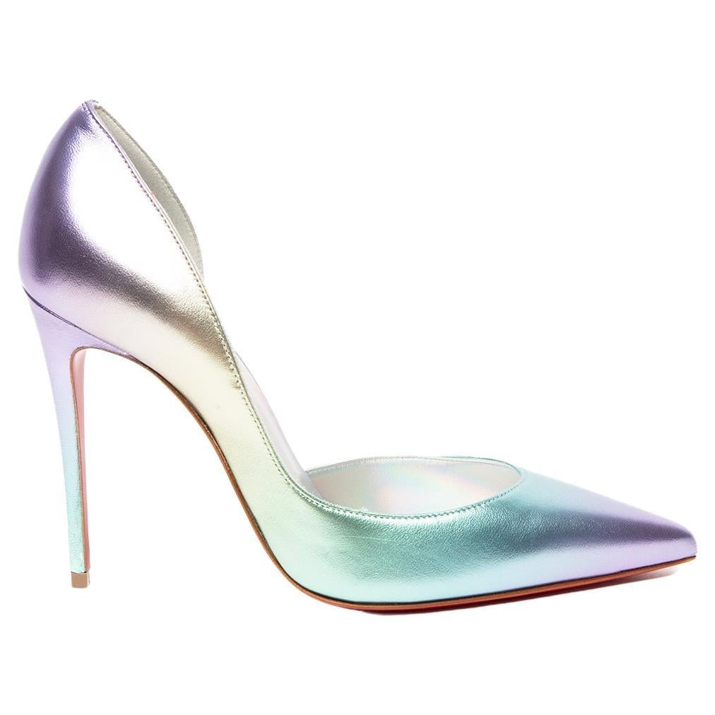 Christian Louboutin Blue Sequin Glitter Heels For Sale at 1stDibs