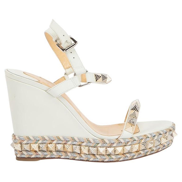 Christian Louboutin Women's White Pyraclou 110 Wedges For Sale at 1stDibs