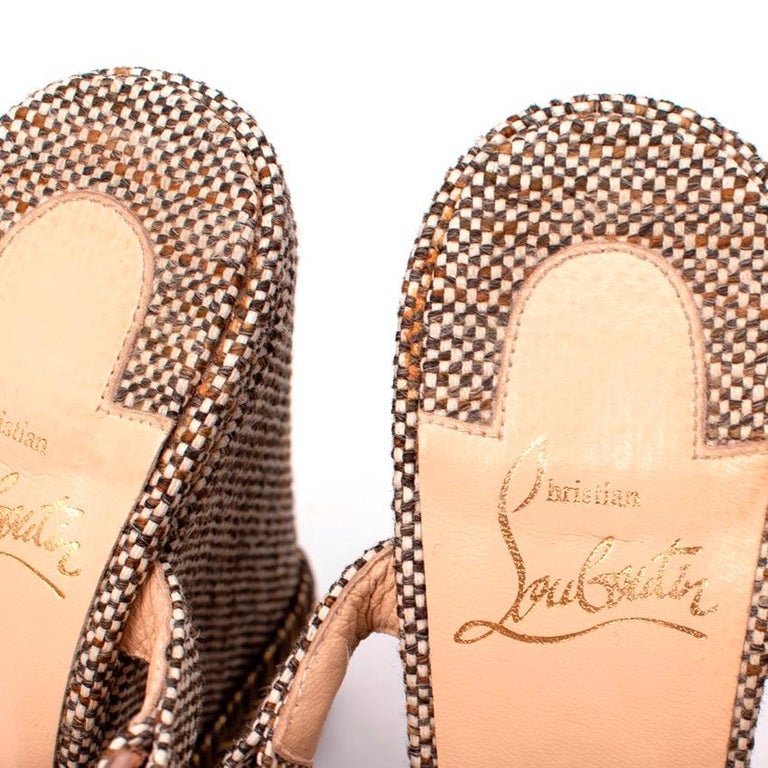 Christian Louboutin Woven Rose Gold Studded Wedges For Sale at 1stDibs ...