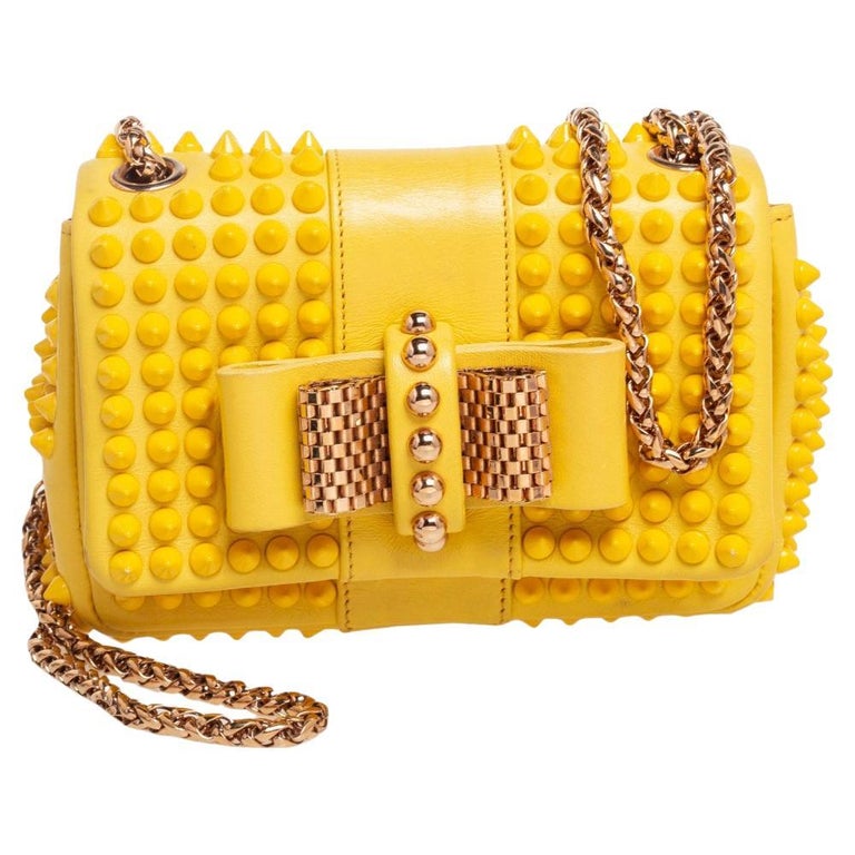 Christian Louboutin Yellow Leather Mini Spiked Sweet Charity Crossbody ...